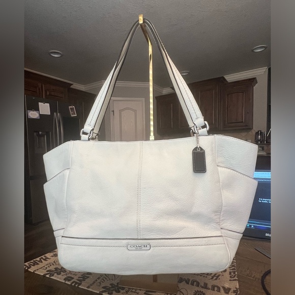 Coach | Bags | Coach White Leather Tote Bag | Poshmark
